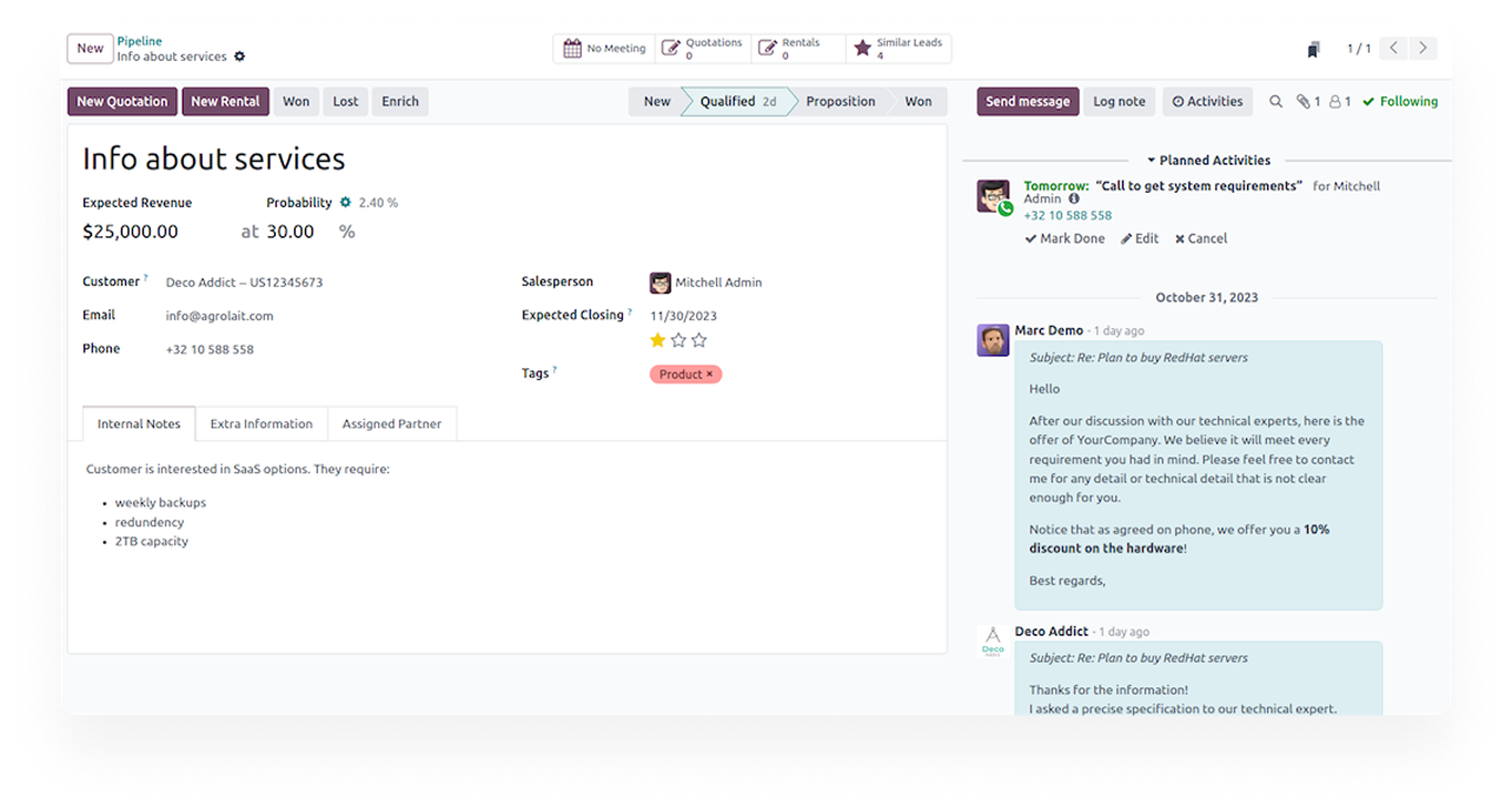 Odoo CRM software in Qatar | Customer Relationship Management
